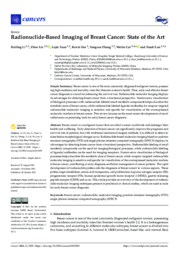 (PDF) Radionuclide-Based Imaging of Breast Cancer: State of the Art