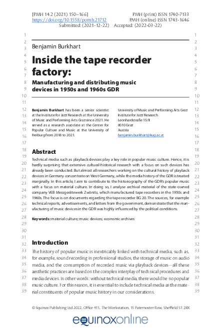 (PDF) Inside the tape recorder factory: Manufacturing and distributing ...
