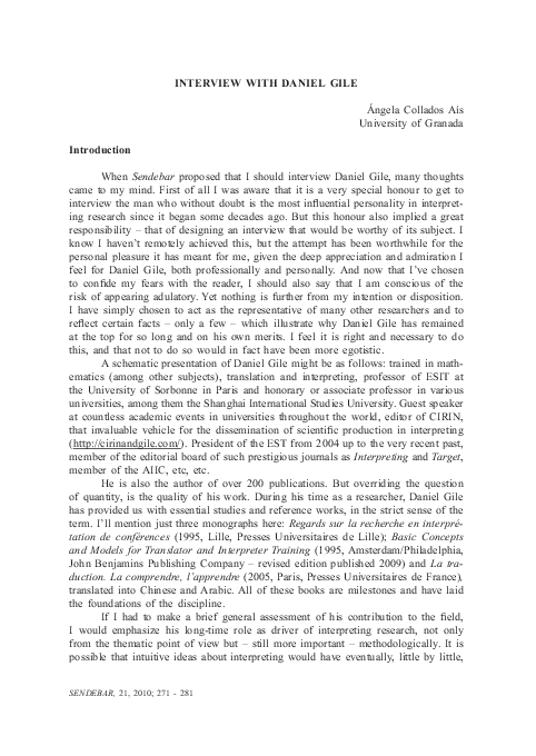 (PDF) INteRvIeW WItH dANIel GIle