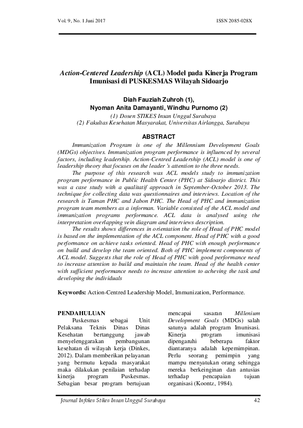 (PDF) Action-Centered Leadership (ACL) Model pada Kinerja Program ...
