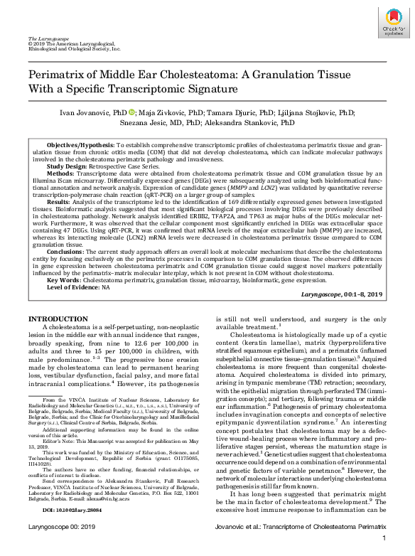(PDF) Perimatrix of middle ear cholesteatoma: A granulation tissue with ...