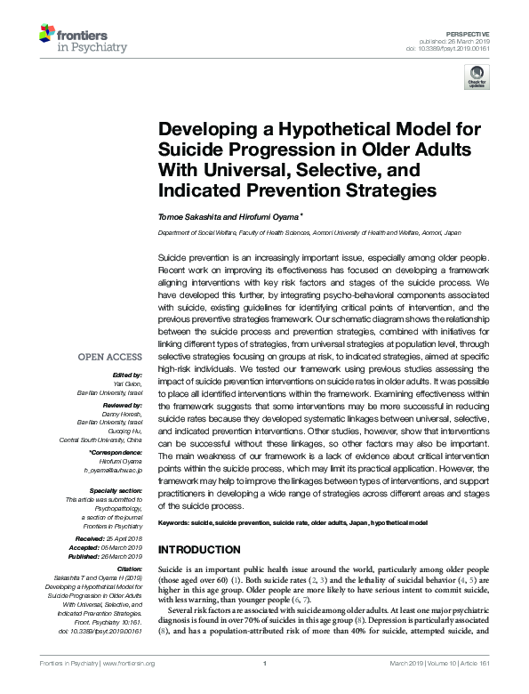 (PDF) Developing a Hypothetical Model for Suicide Progression in Older ...