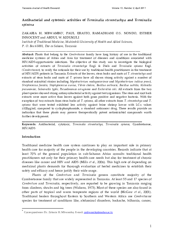 (PDF) 1 Antibacterial and cytotoxic activities of Terminalia ...