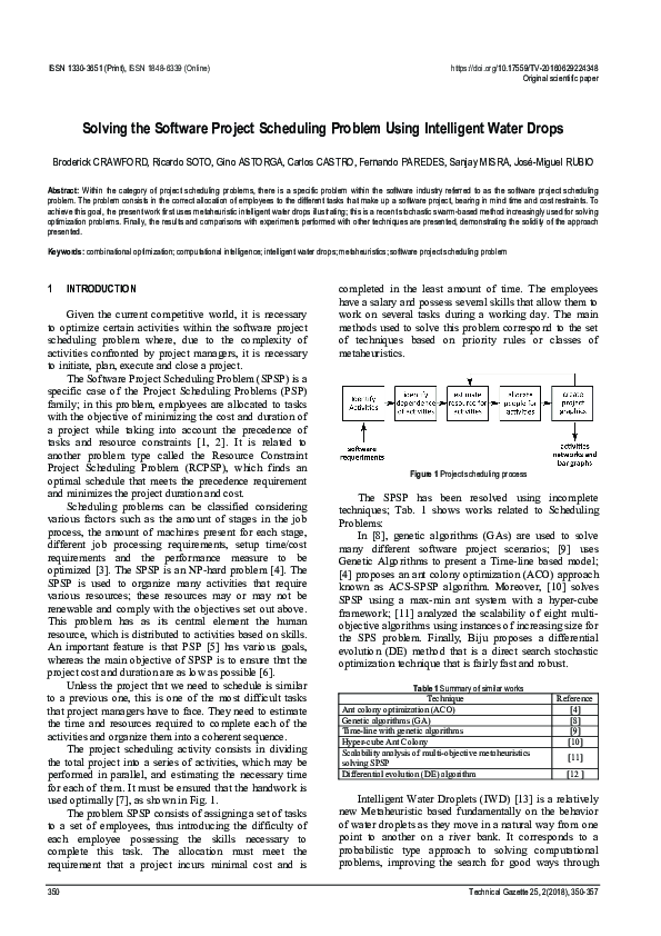 Pdf Solving Software Project Scheduling Problem Using Whale Optimization Algorithm