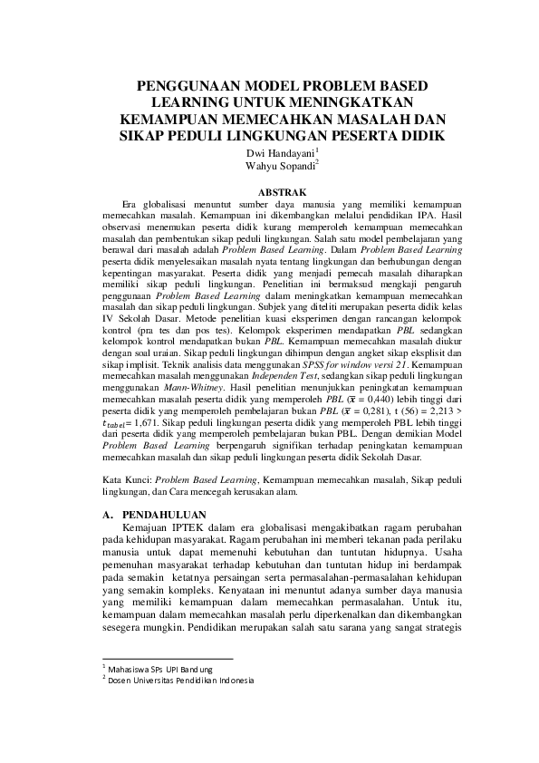 (PDF) Penggunaan Model Problem Based Learning untukMeningkatkan ...