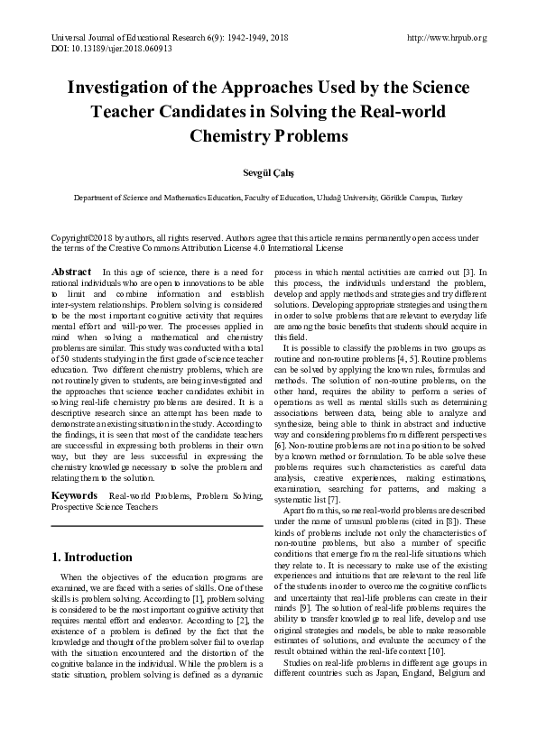 (PDF) Investigation of the Approaches Used by the Science Teacher ...
