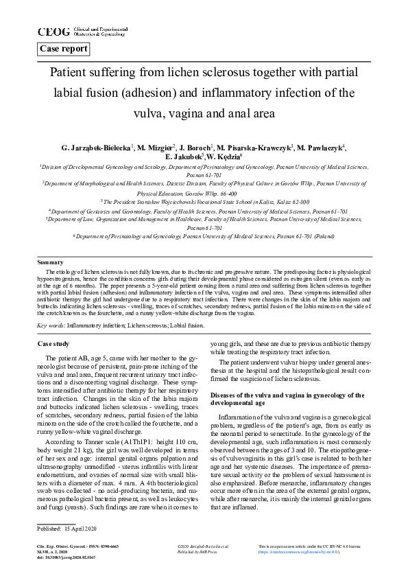 (PDF) Patient suffering from lichen sclerosus together with partial ...