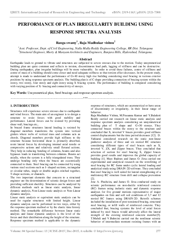 (PDF) Performance of Plan Irregularity Building Using Response Spectra Analysis