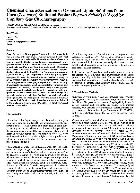 (PDF) Chemical characterization of ozonated lignin solutions from corn ...
