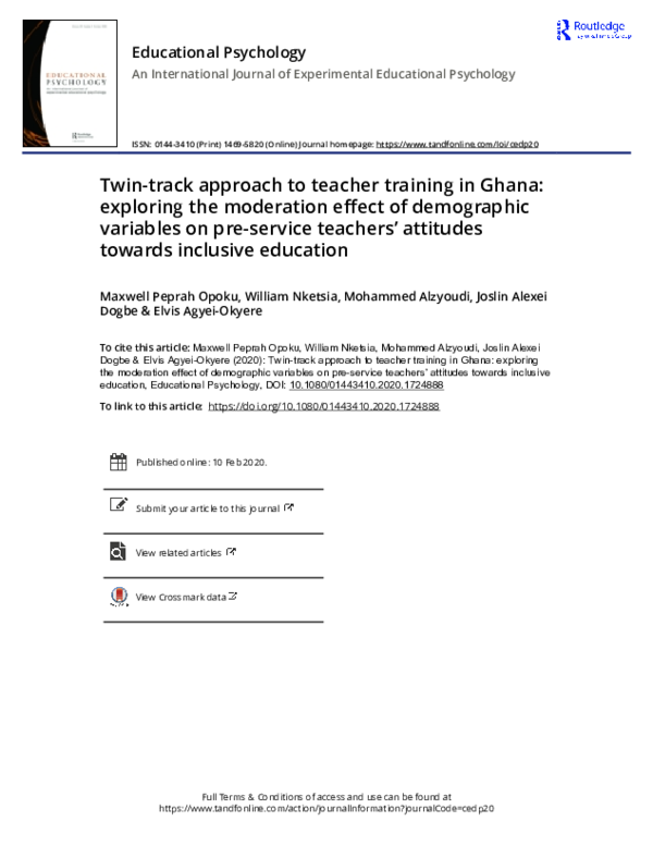 (PDF) Twin-track approach to teacher training in Ghana: exploring the ...