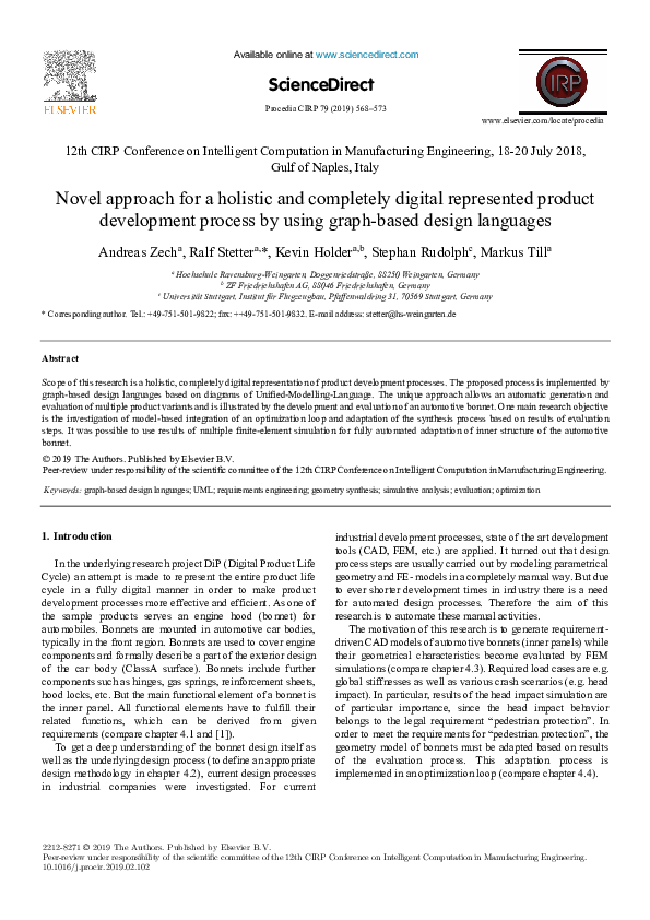 (PDF) Novel approach for a holistic and completely digital represented product development ...