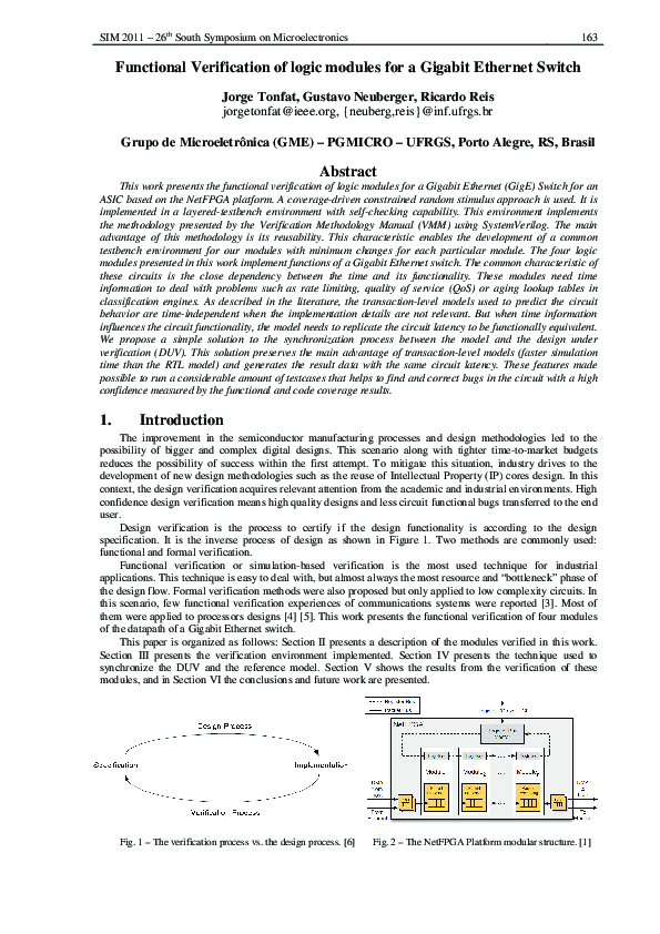 (PDF) Functional verification of logic modules for a Gigabit Ethernet ...