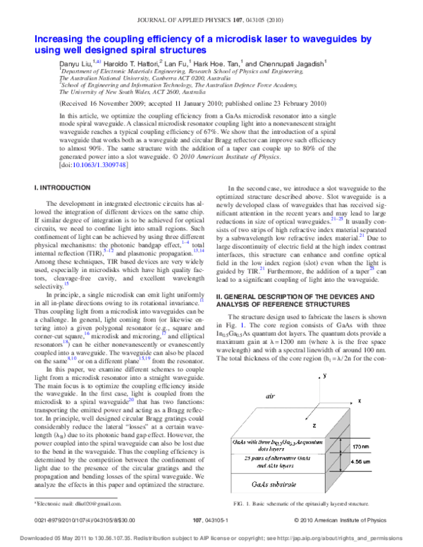 (PDF) Enhancing Microdisk Laser Coupling to Waveguides via Spirals