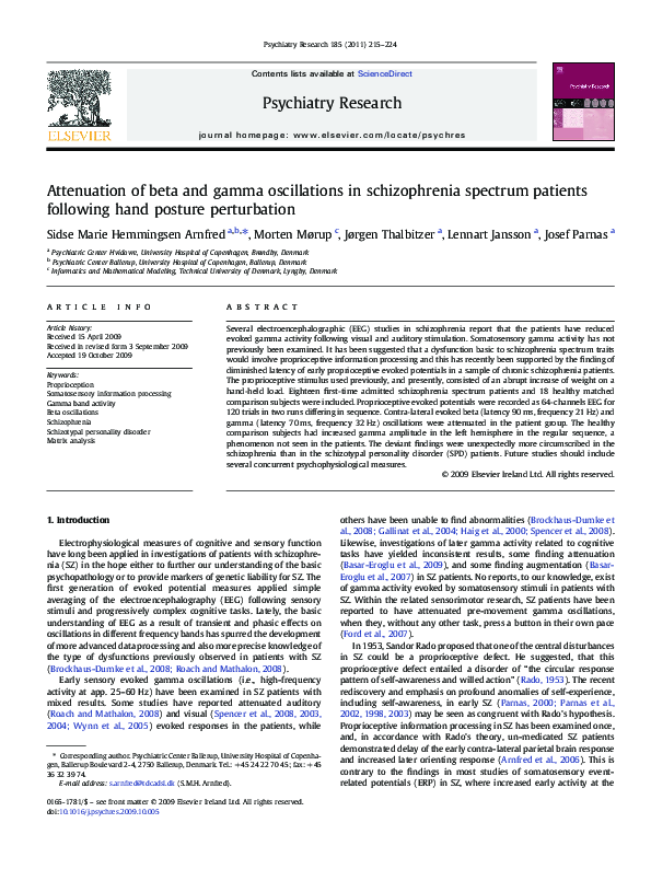 (PDF) Attenuation of beta and gamma oscillations in schizophrenia ...