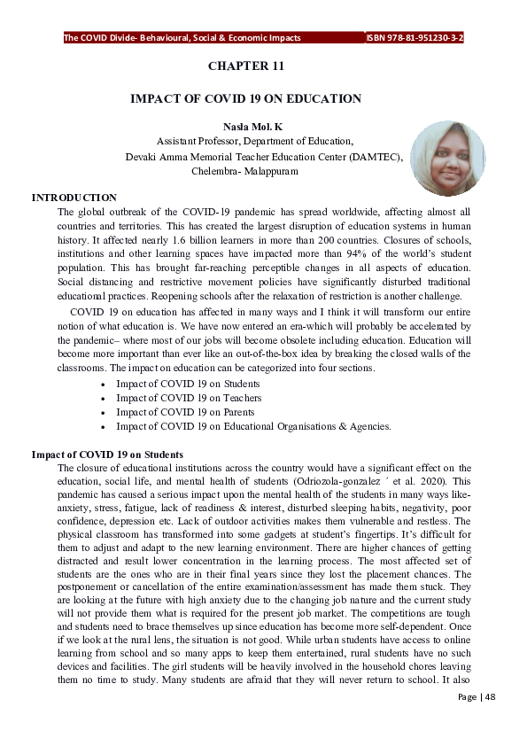 (DOC) IMPACT OF COVID 19 ON EDUCATION