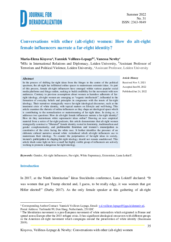 (PDF) Conversations with other (alt-right) women: How do alt-right ...