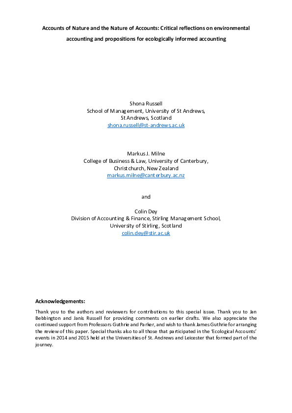 (PDF) Accounts of nature and the nature of accounts