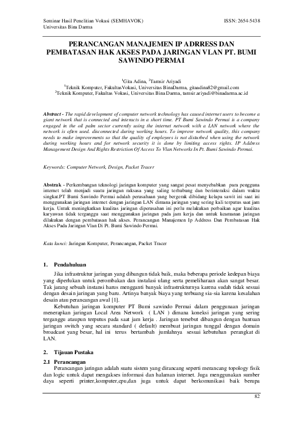 (PDF) Perancangan Manajemen Ip Adrress Dan Pembatasan Hak Akses Pada ...