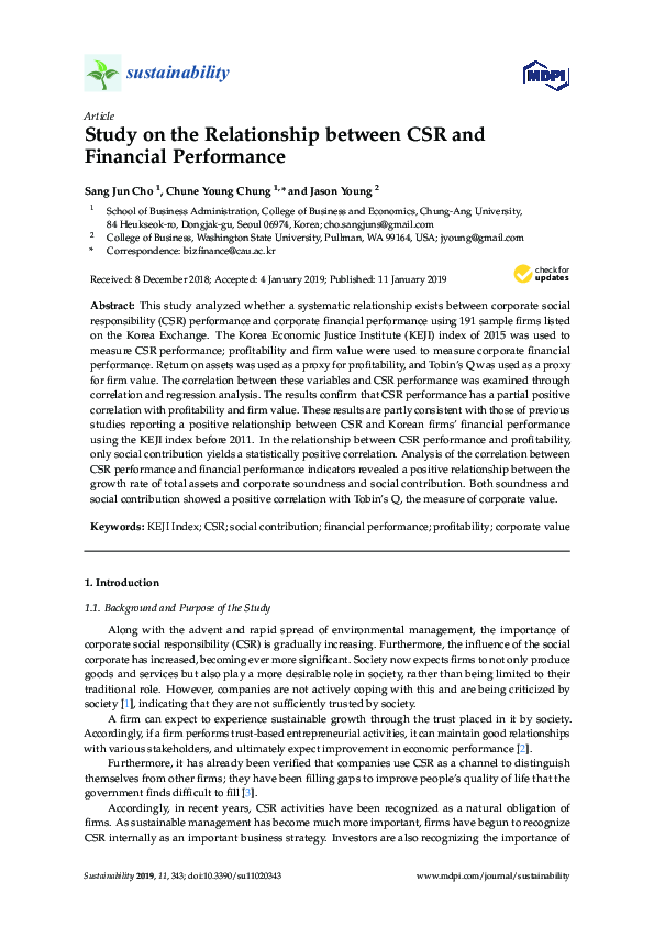 (PDF) Study on the Relationship between CSR and Financial Performance