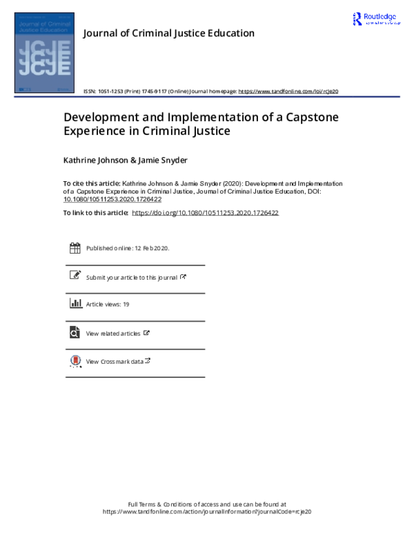 (PDF) Development and Implementation of a Capstone Experience in ...