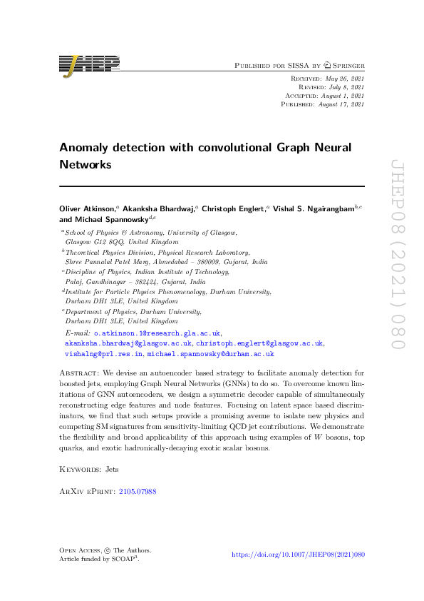 (PDF) Anomaly detection with convolutional Graph Neural Networks