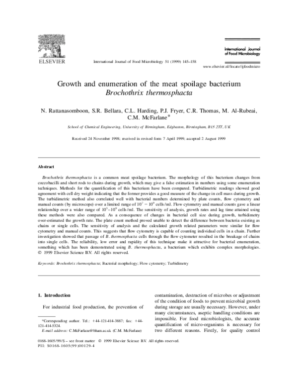 (PDF) Growth and enumeration of the meat spoilage bacterium Brochothrix ...