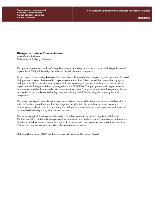 (PDF) Dialogue in Business Communication