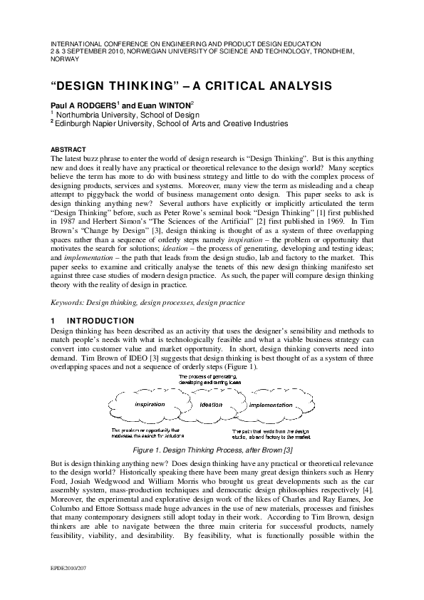 (PDF) “Design Thinking” – a Critical Analysis