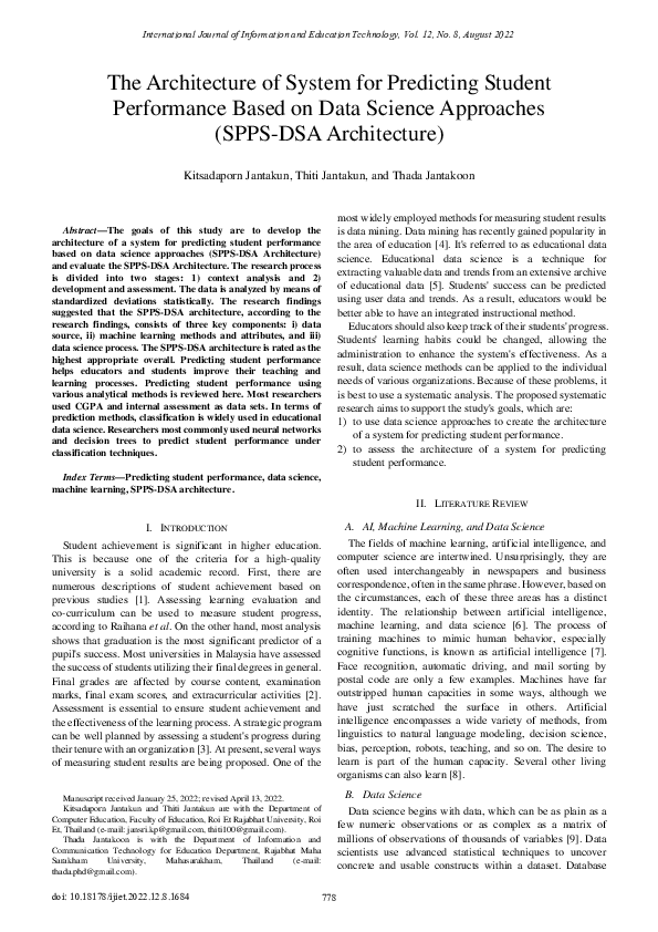 (PDF) The Architecture of System for Predicting Student Performance ...