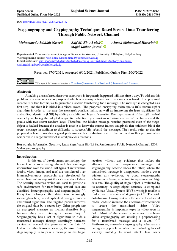 (PDF) Steganography and Cryptography Techniques Based Secure Data Transferring Through Public ...
