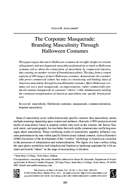 (PDF) The Corporate Masquerade: Branding Masculinity Through Halloween Costumes
