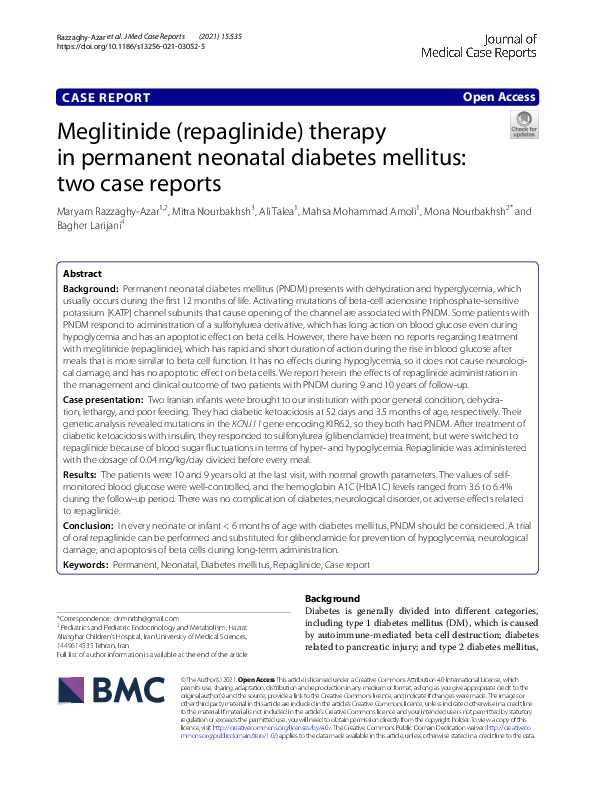 (PDF) Meglitinide (repaglinide) therapy in permanent neonatal diabetes ...