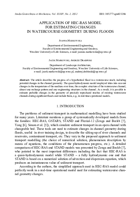 (PDF) Application of HEC-RAS model for estimating changes in ...
