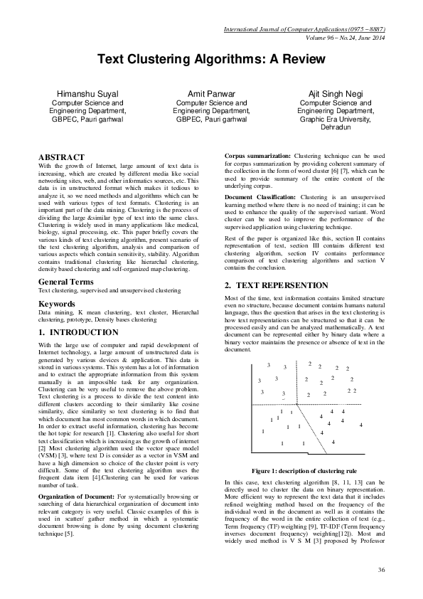 (PDF) Text Clustering Algorithms: A Review