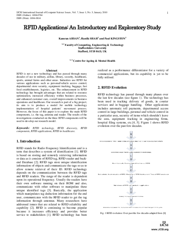 (PDF) Rfid applications: An introductory and exploratory study