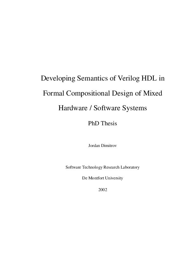 Pdf Developing Semantics Of Verilog Hdl In Formal Compositional 2377