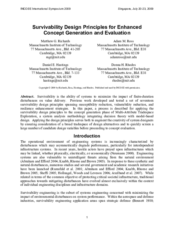 (PDF) 7.1.1 Survivability Design Principles for Enhanced Concept ...
