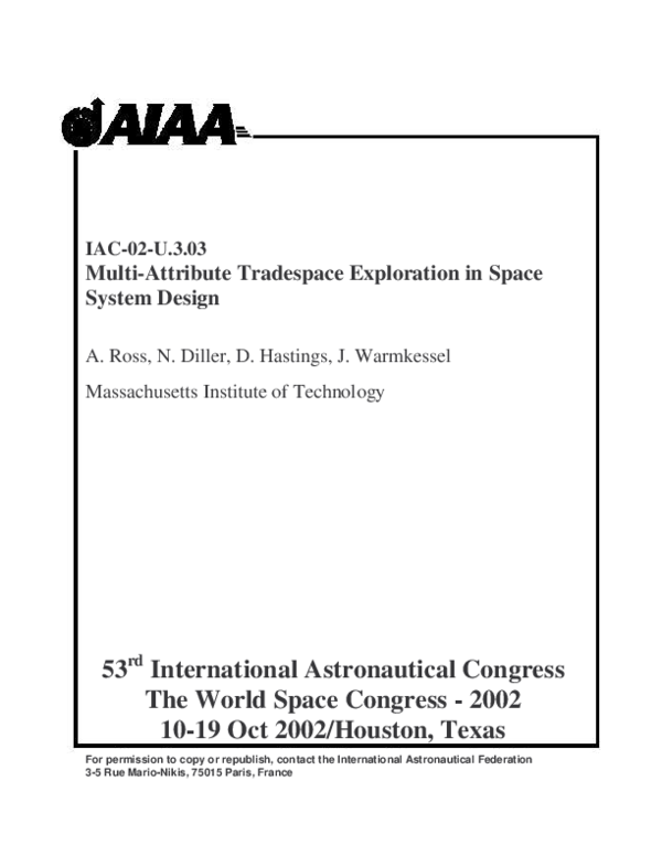 (PDF) Multi-Attribute Tradespace Exploration in Space System Design
