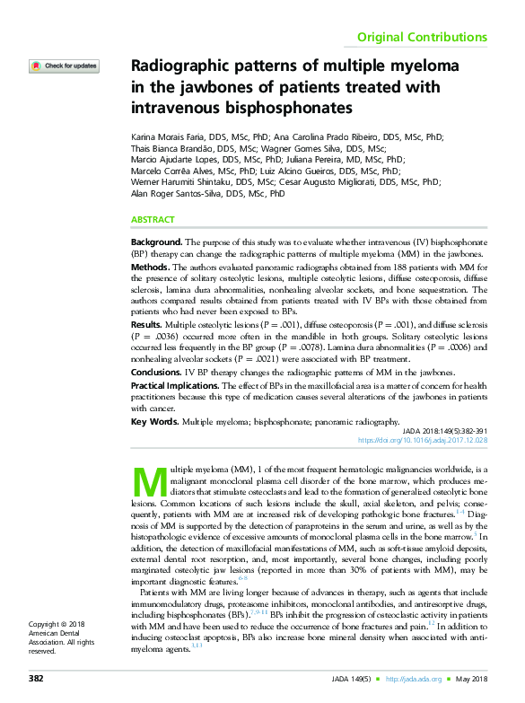 (PDF) Radiographic patterns of multiple myeloma in the jawbones of ...