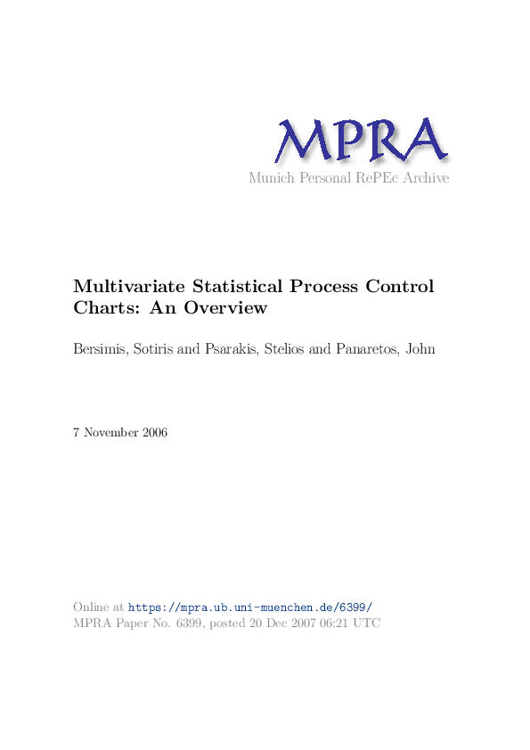 Pdf Multivariate Statistical Process Control Charts An Overview 
