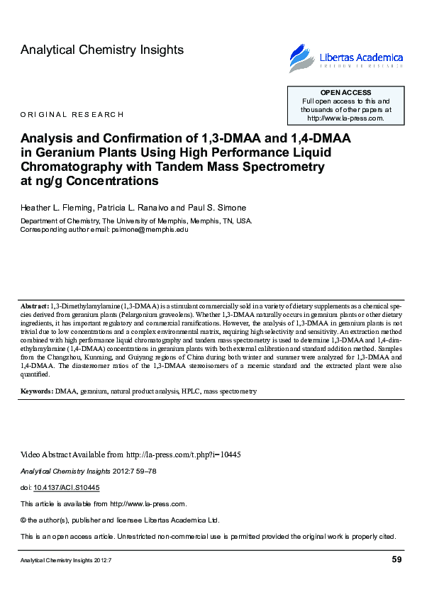 (PDF) Analysis and Confirmation of 1,3-DMAA and 1,4-DMAA in Geranium ...