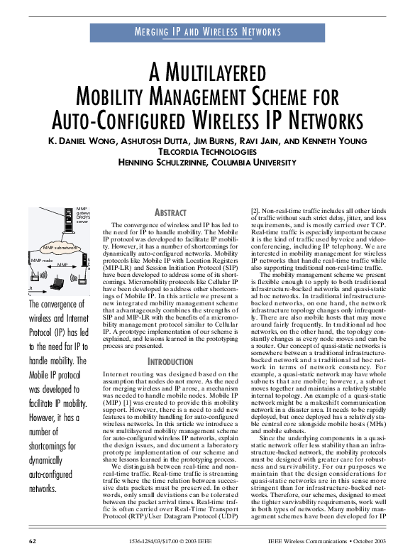(PDF) A multilayered mobility management scheme for auto-configured ...