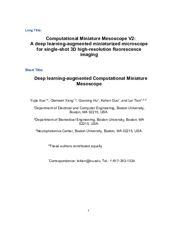 Pdf Computational Miniature Mesoscope V2 A Deep Learning Augmented