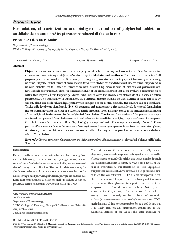 (PDF) Formulation, characterization and biological evaluation of ...
