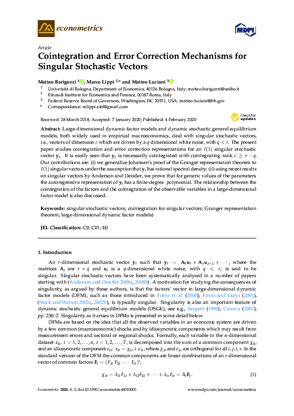 (PDF) Cointegration and Error Correction Mechanisms