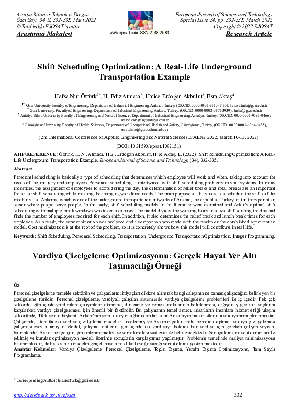 (PDF) Shift Scheduling Optimization: A Real-Life Underground ...
