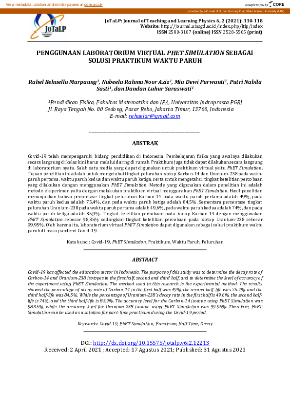 (PDF) Penggunaan Laboratorium Virtual Phet Simulation Sebagai Solusi ...