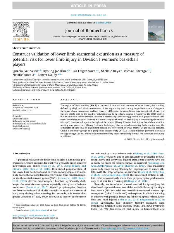 (PDF) Construct validation of lower limb segmental excursion as a ...