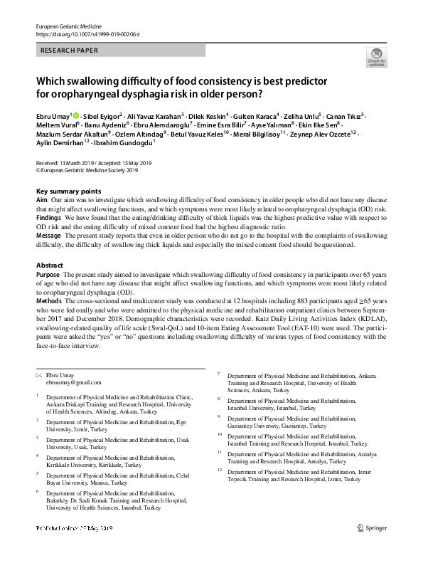 (PDF) Which swallowing difficulty of food consistency is best predictor ...