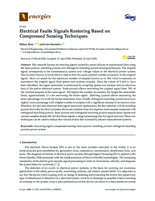 (PDF) Electrical Faults Signals Restoring Based on Compressed Sensing ...